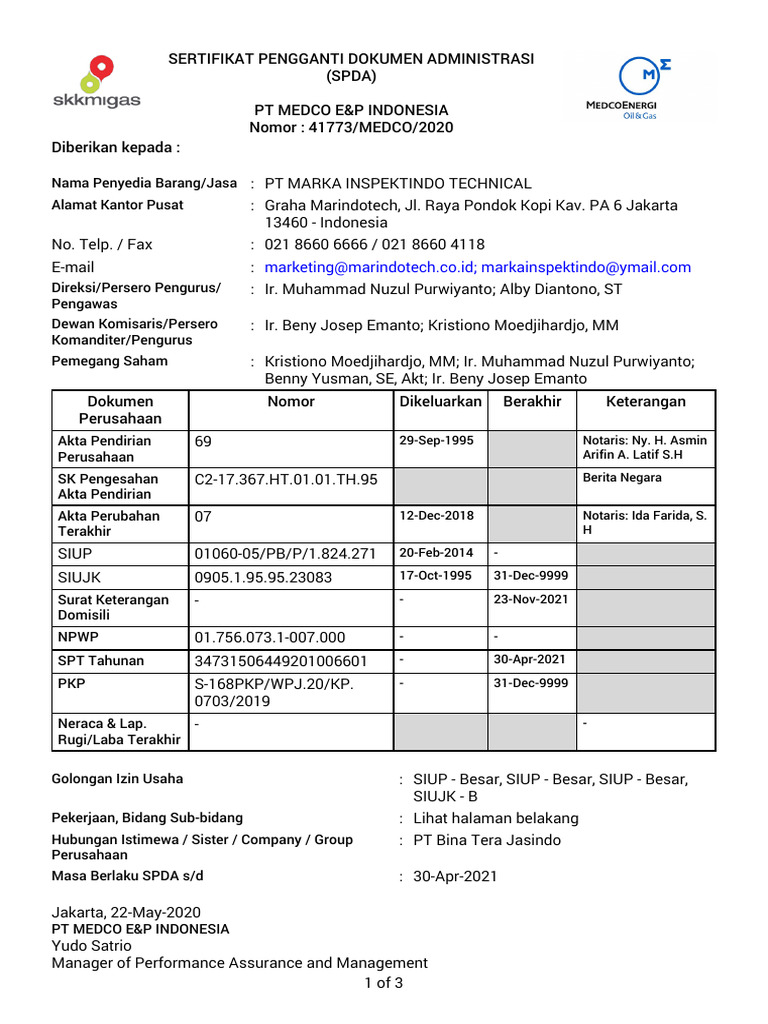 VENDOR-LIST-PERTAMINA | PDF