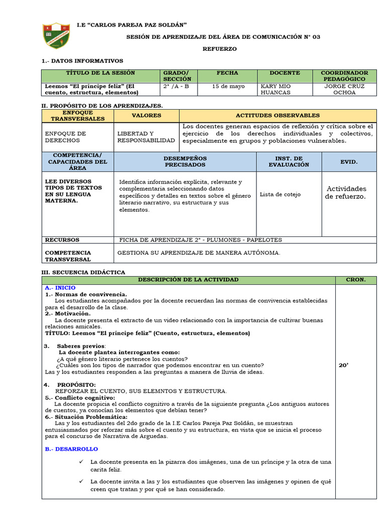 Sesión #03 - Un Iii - 2° | PDF | Maestros | Aprendizaje
