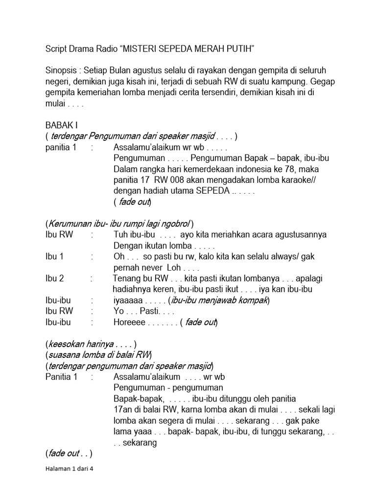 Drama Radio: Hilangnya Sepeda Lomba | PDF | Puisi