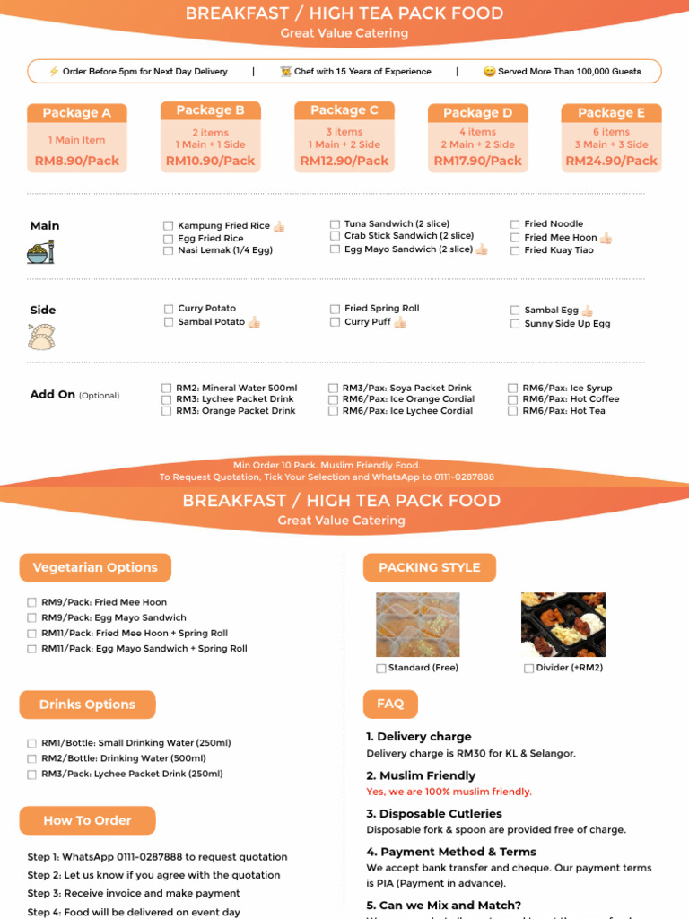 Great Value Breakfast High Tea Pack Food Menu 2024 | PDF | Cuisine | Foods