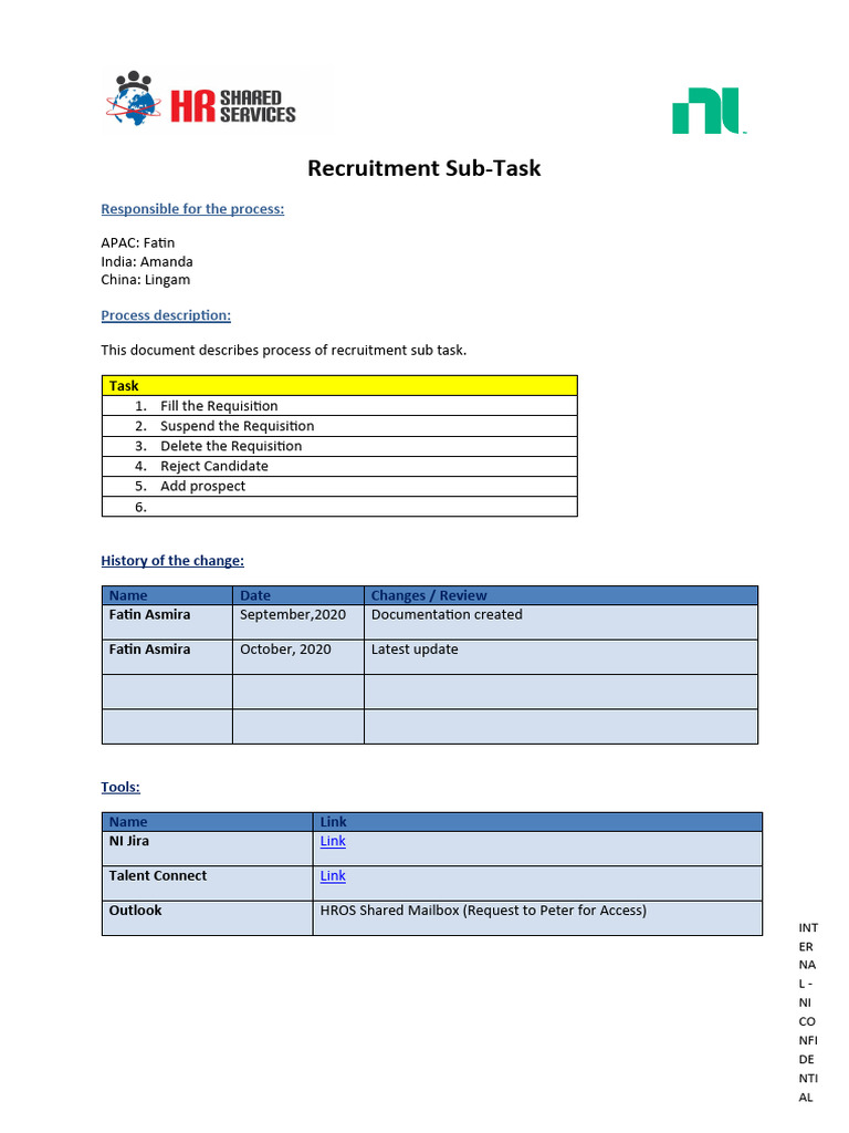 Recruitment Sub Task - Updated | PDF | Computing | Software
