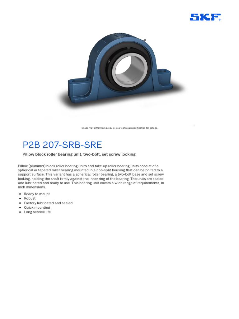 P2B 207-SRB-SRE - Roller Bearing Units - SKF | PDF | Bearing ...