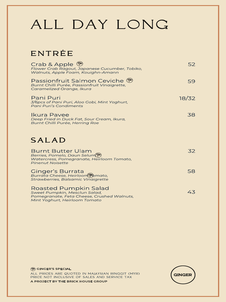 Ginger Menu Final PDF | PDF