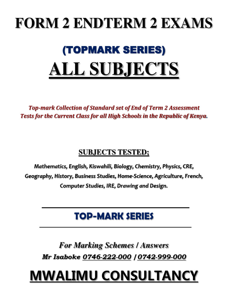 Form 2 End Term 2 Exams - Topmark Series | PDF | Chlorine | Chemical ...