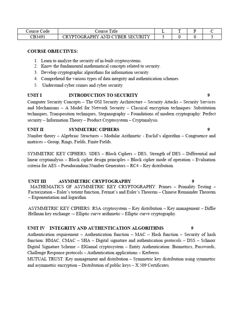 CCS-Syllabus | Download Free PDF | Cryptography | Key (Cryptography)