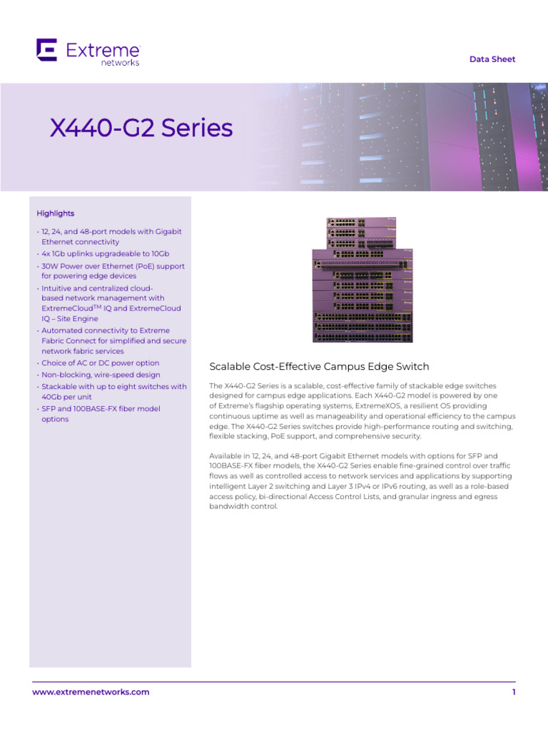 X440 G2 DS X440 G2 1 en US Extreme Datasheet 1 | PDF | Network Switch | Computer Network