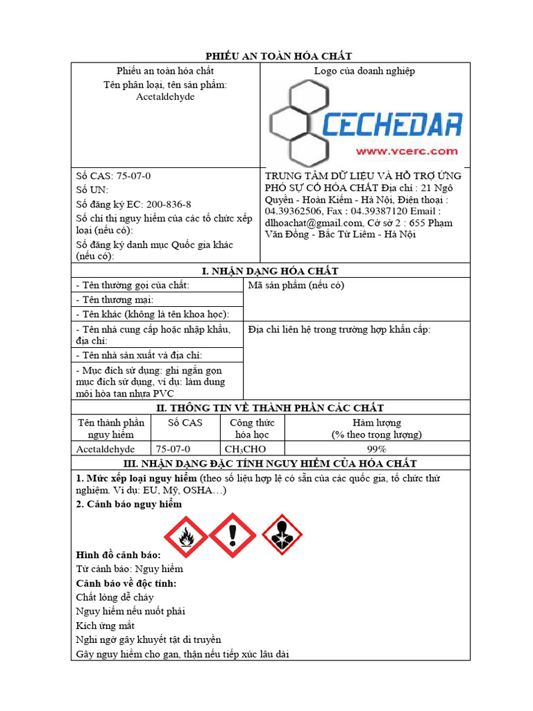 Msds Acetaldehyde | PDF