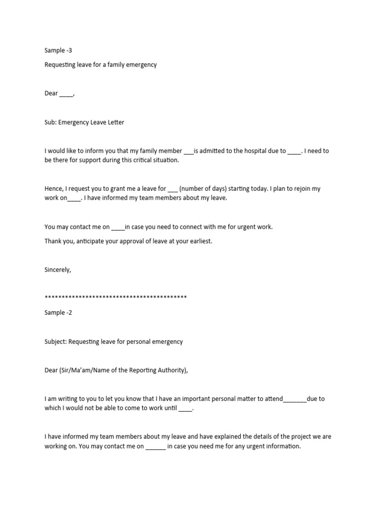 How To Write Emergency Leave | PDF