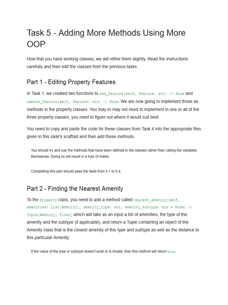 Task 5 - Adding More Methods Using More OOP | PDF | Method (Computer Programming) | Class ...