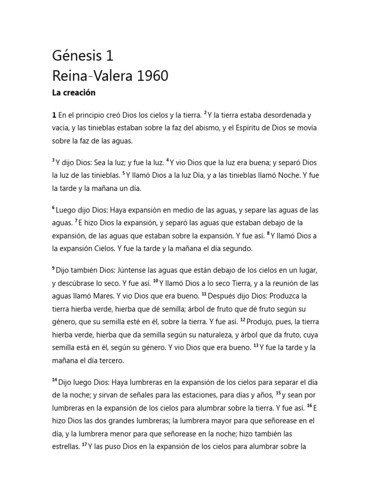 Génesis 1 | PDF | Narrativa de la creación del Génesis
