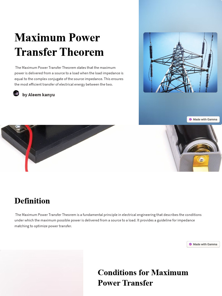 Maximum Power Transfer Theorem | PDF | Electric Power | Electrical ...