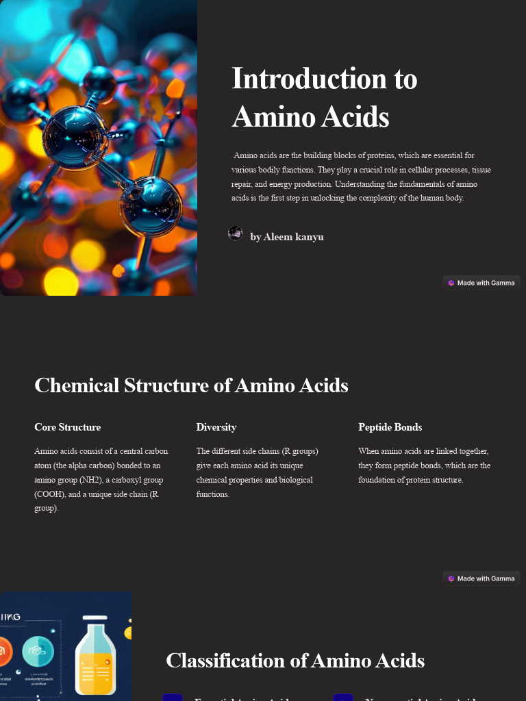 Introduction To Amino Acids | PDF | Amino Acid | Proteins