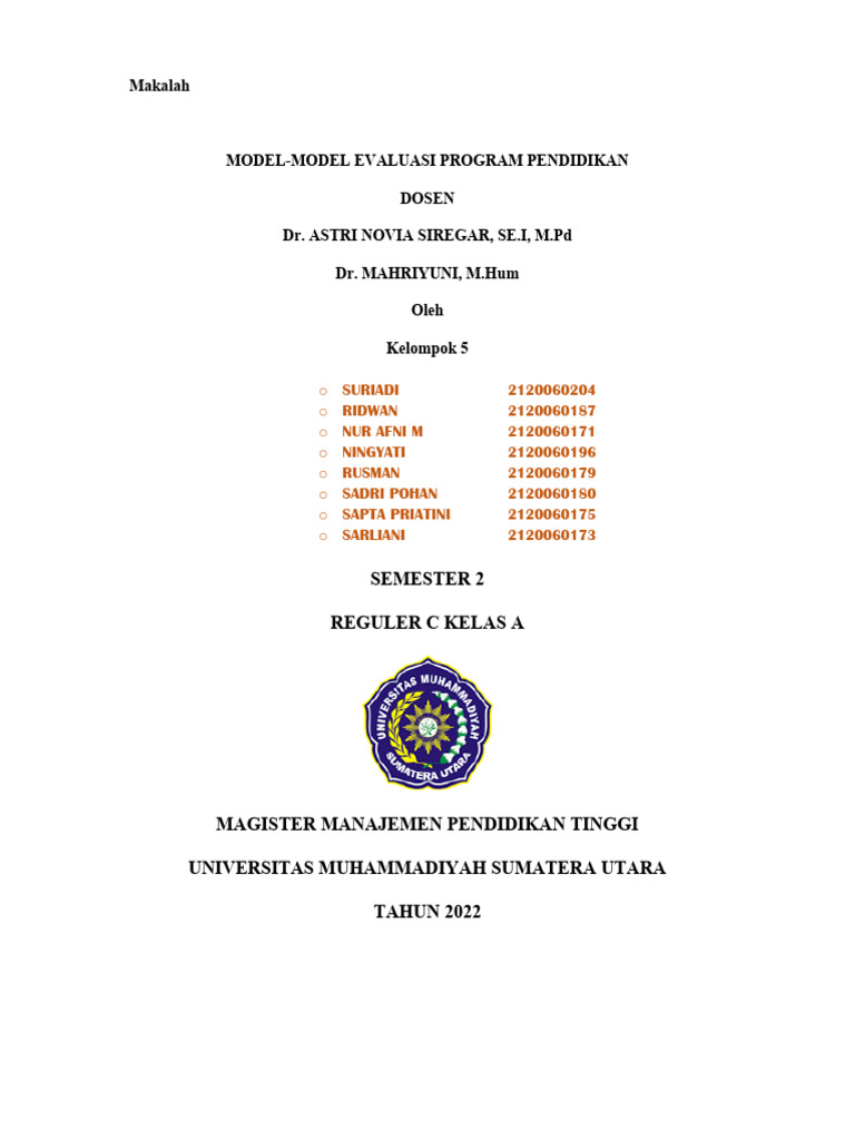 Makalah Model Evaluasi Program Pendidikan Kel 5 | PDF