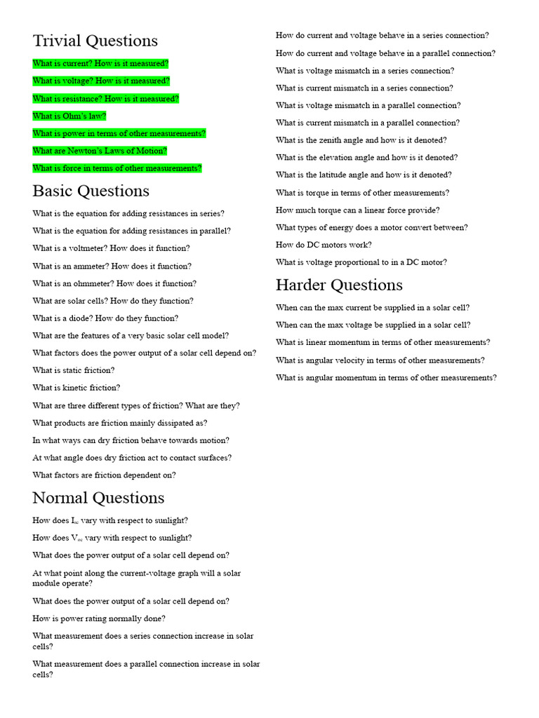 Self Quiz | PDF | Electrical Resistance And Conductance | Friction