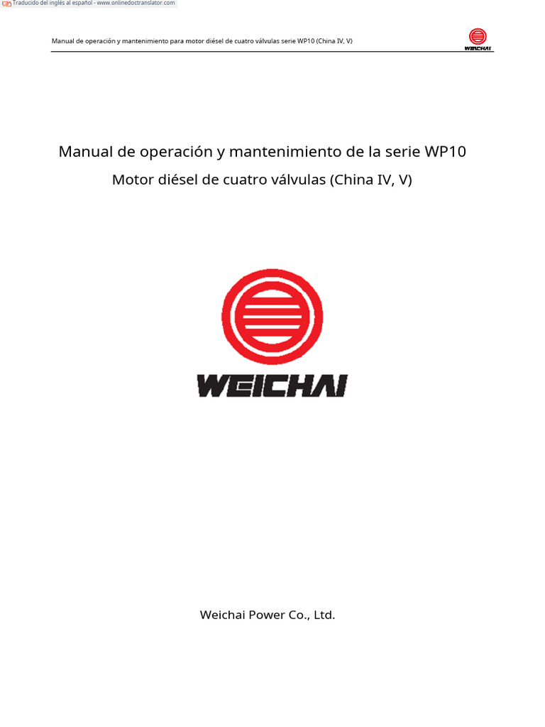 Manual WP10: Operación y Mantenimiento | PDF | Motor diesel ...