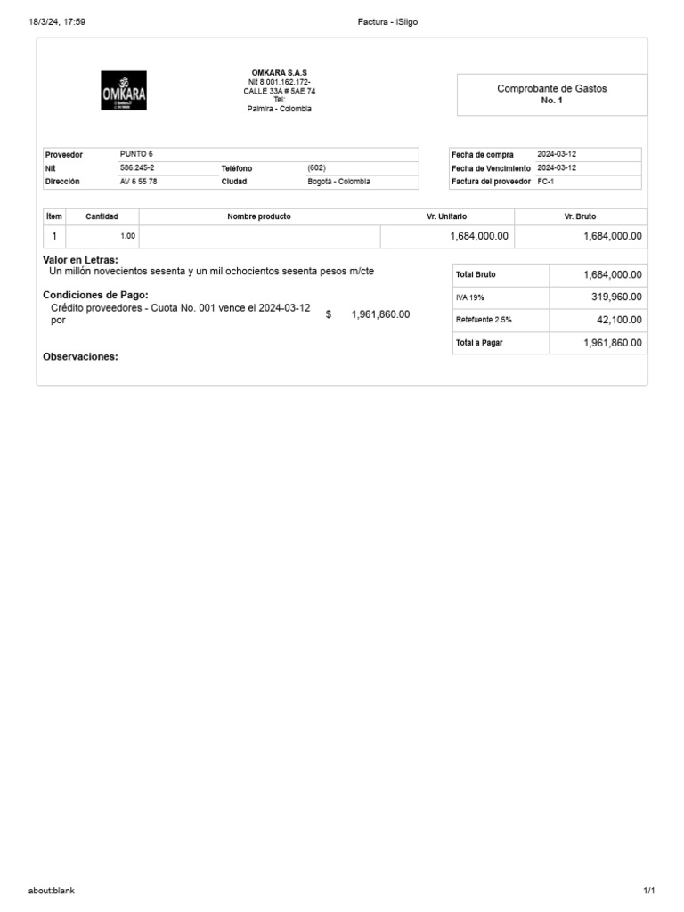 Proyecto Integrador 1 | PDF | Factura | Documentos empresariales