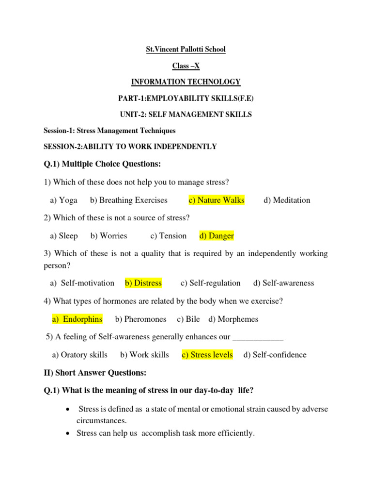 FE-UNIT-2 Session-2 Ability To Work Independently | PDF | Emotional Self Regulation | Meditation