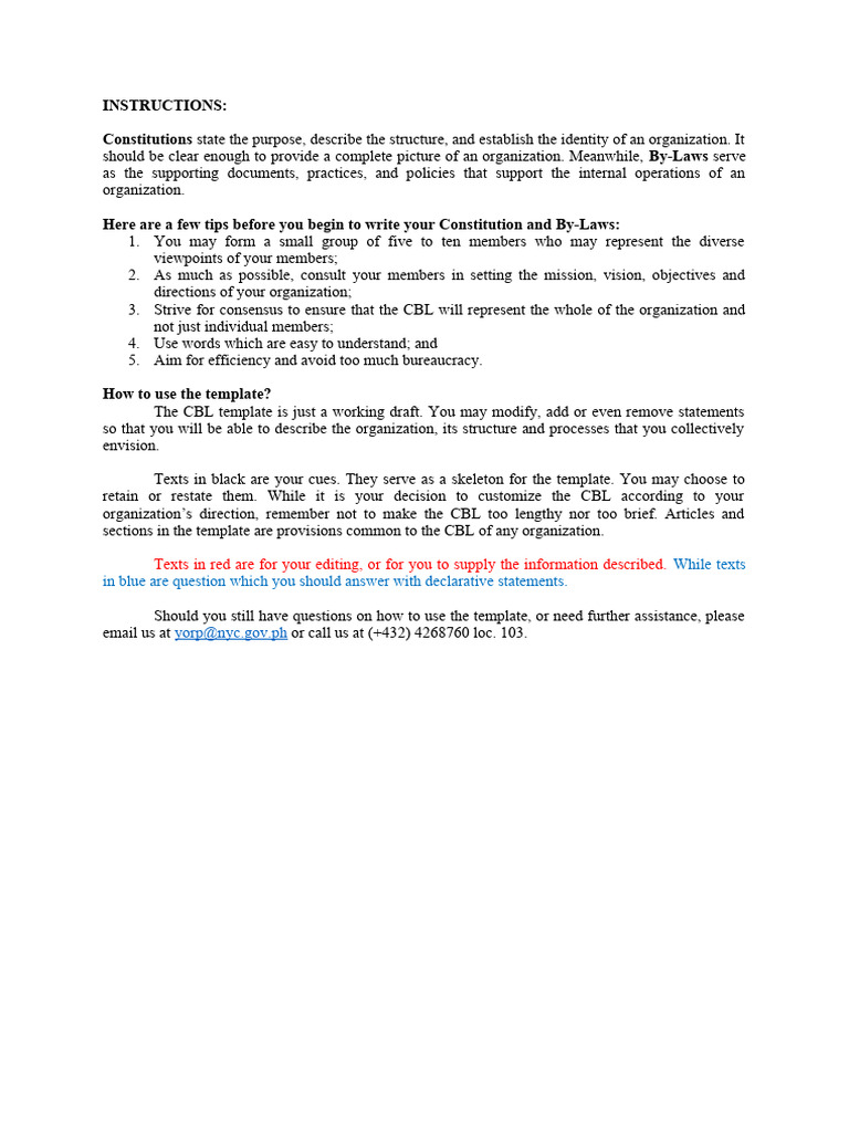 Constitution and by Laws TEMPLATE | PDF | Presidents Of The United ...