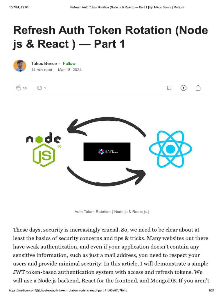 Refresh Auth Token Rotation (Node Js & React) - Part 1 | PDF