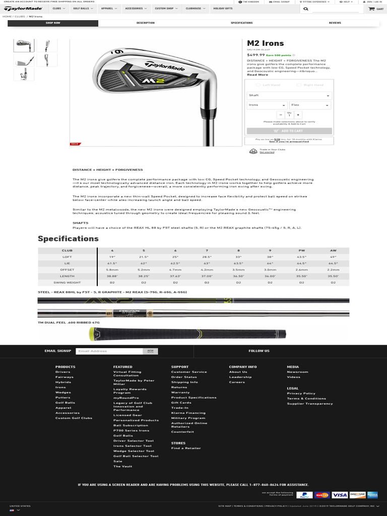 2019 M2 Irons Specs & Reviews - TaylorMade Golf | PDF | Sports Equipment