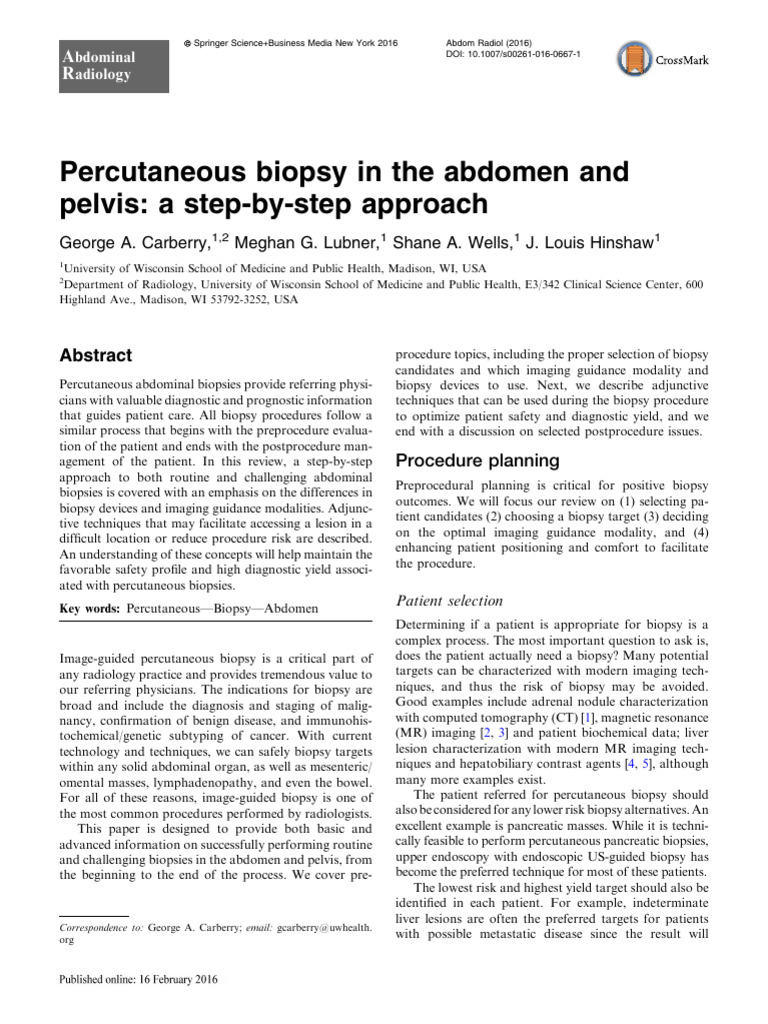 Percutaneous Biopsy in The Abdomen and Pelvis - A Step-By-Step Approach ... Percutaneous Biopsy in The Abdomen and Pelvis - A Step-By-Step Approach ...