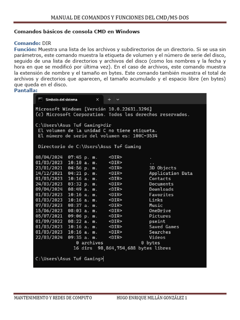 Comandos Esenciales de CMD/MS-DOS | PDF | Software | Software del sistema