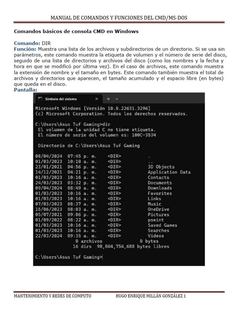 Comandos Esenciales de CMD/MS-DOS | PDF | Dirección IP | Internet
