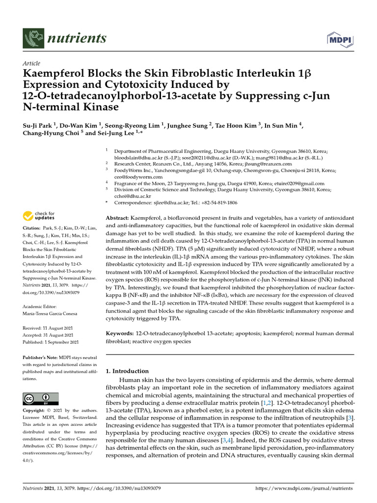 Kaemferol Blocks the Skin Fibroblastic ức chế xơ hóa da | PDF | Real ...