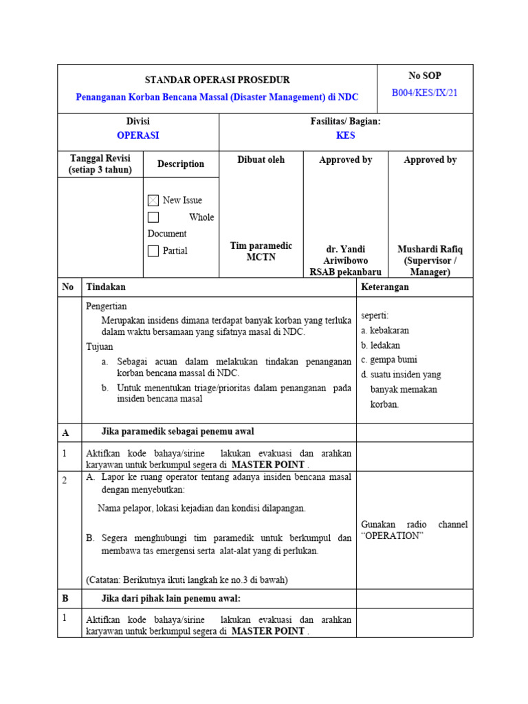 SOP Penanganan Korban Bencana NDC | PDF