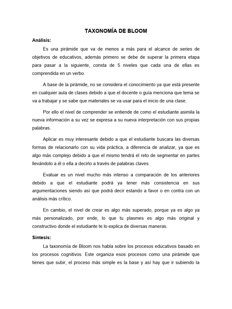 Guía de la Taxonomía de Bloom | PDF | Aprendizaje | Conocimiento