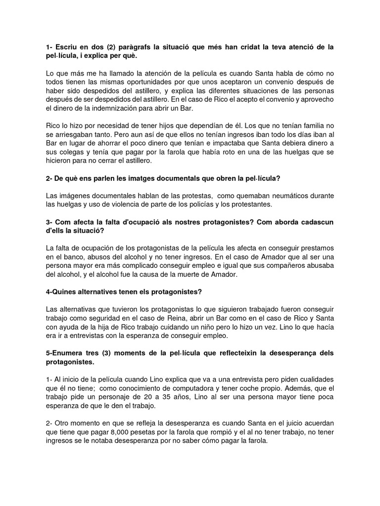 Tasca 14 - Los Lunes Al Sol | PDF | Desempleo | Economias