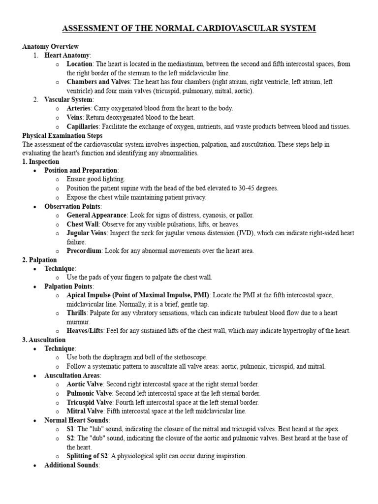 Assessment of The Normal Cardiovascular System | PDF | Heart | Vein