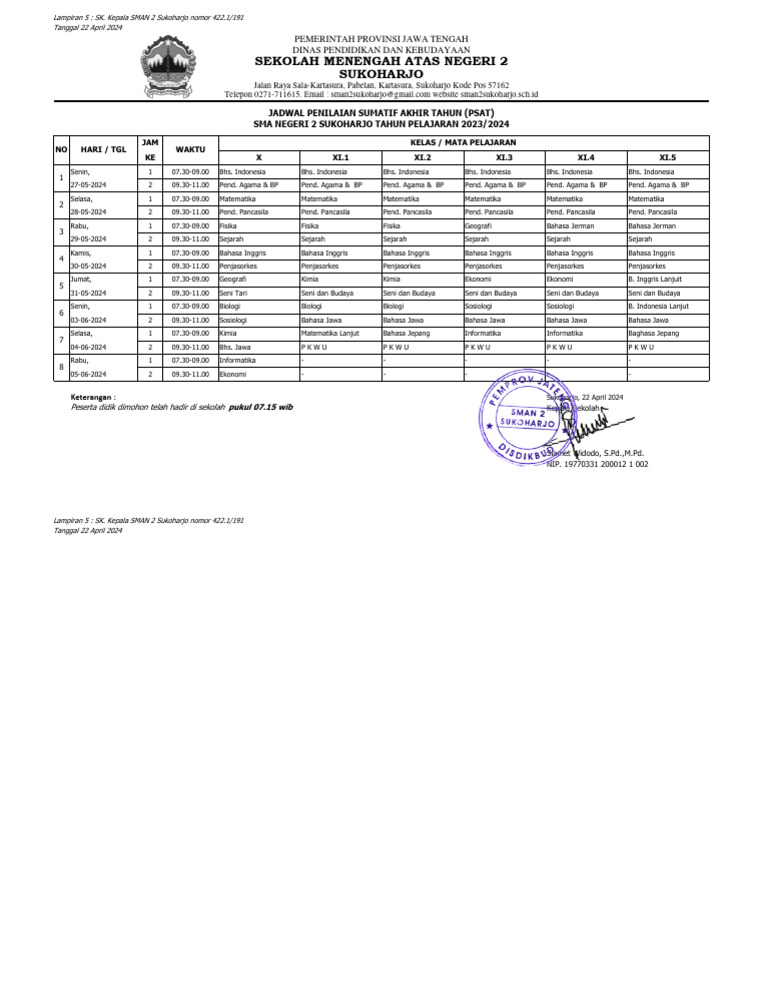 Rev-Jadwal Psat 2024 | PDF