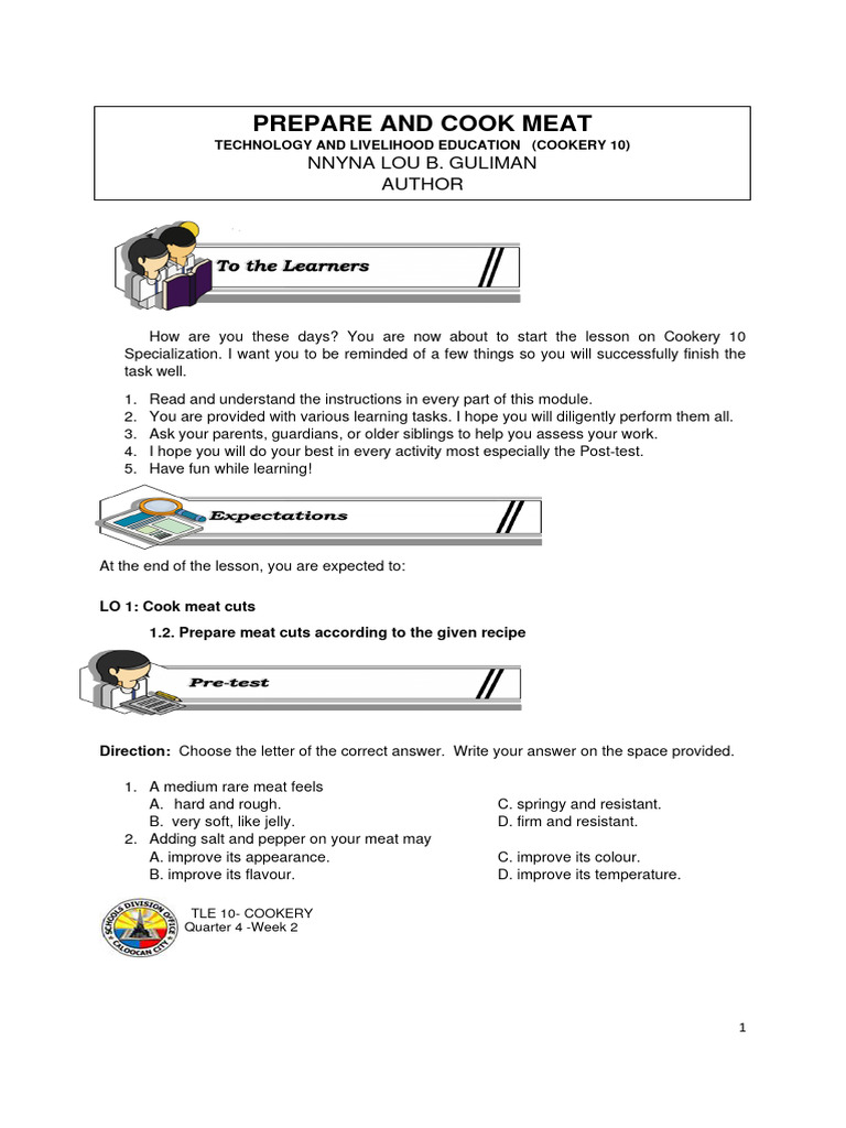 Cookery 10: Meat Preparation Guide | PDF | Steak | Cooking