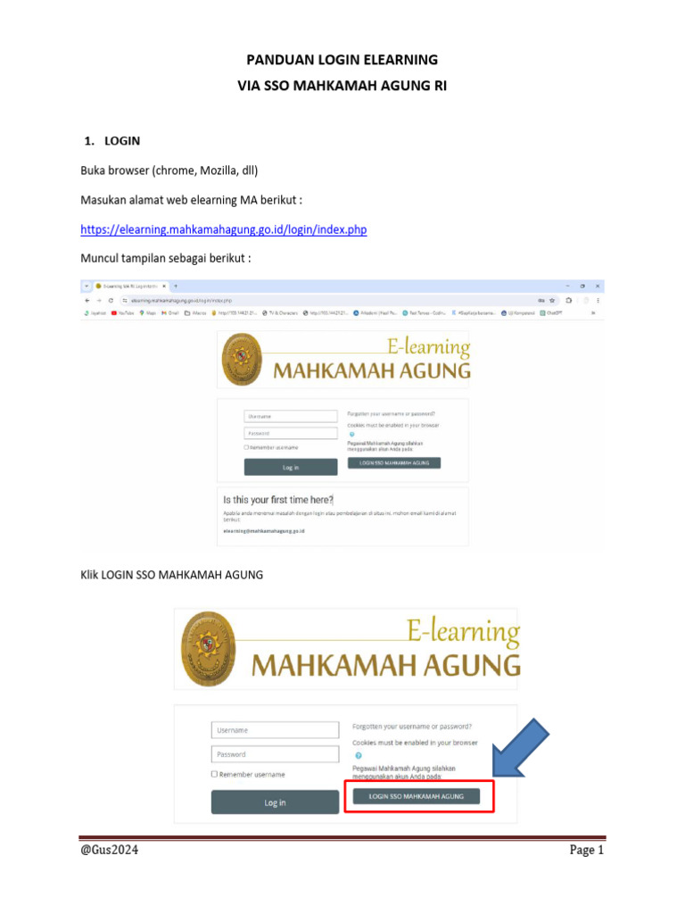 Panduan Login Elearning Via Sso Mari | PDF | Karier & Perkembangan | Pengelolaan Keuangan & Uang