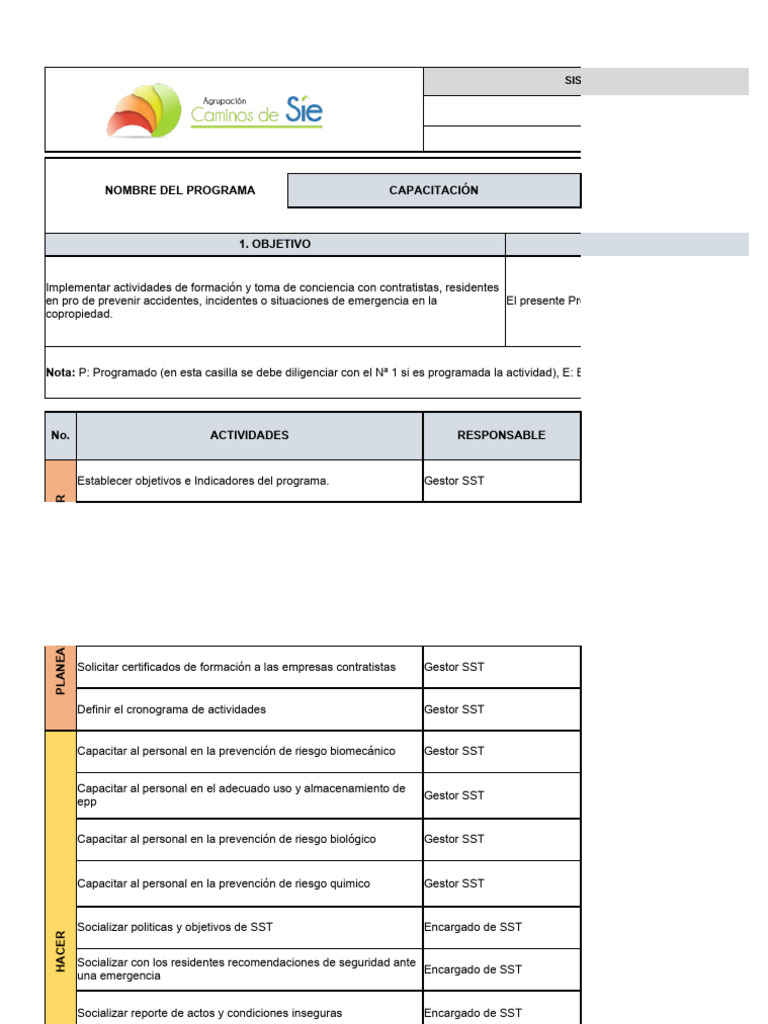 PRG-SST-01 PROGRAMA DE CAPACITACIÓN | PDF