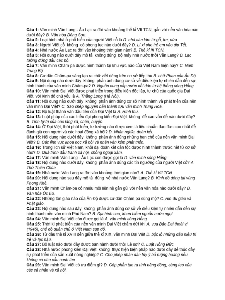 Làm đề cương có câu hỏi và đáp án chính xác | PDF