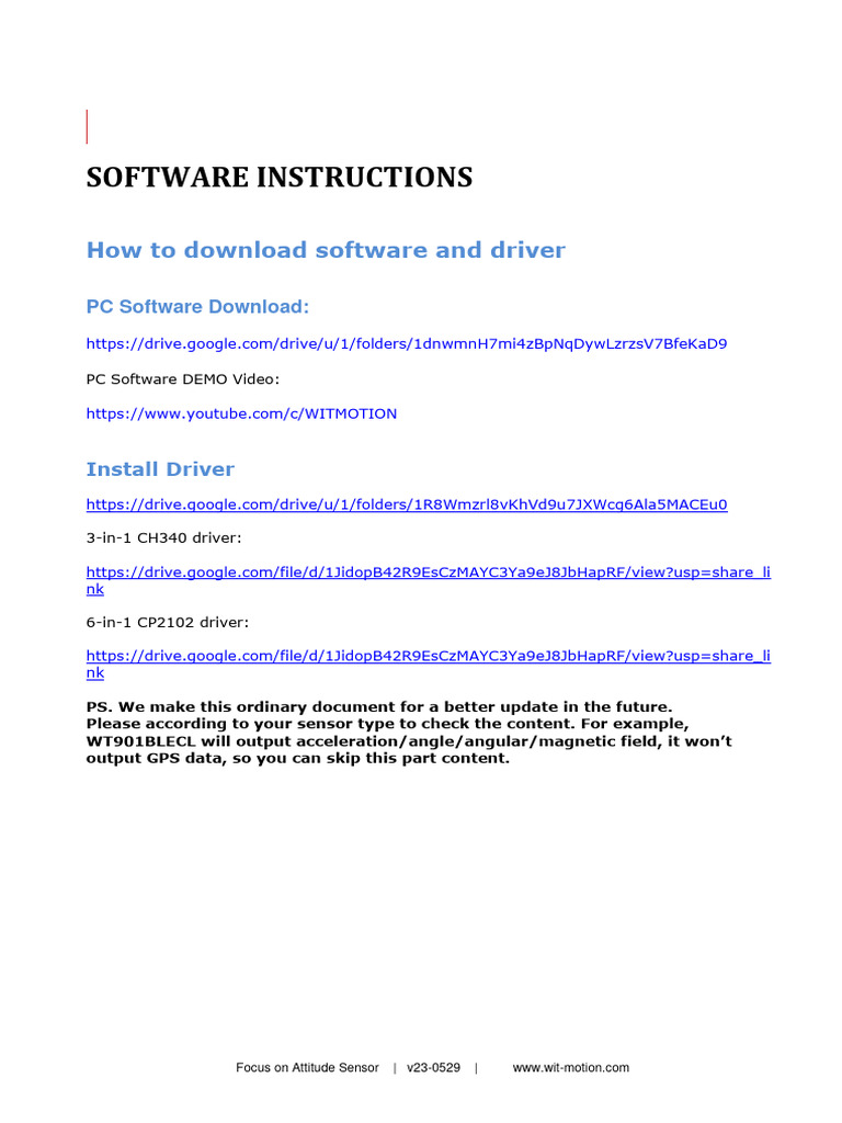 Software Instructions Manual-1 | PDF | Gyroscope | Computer File