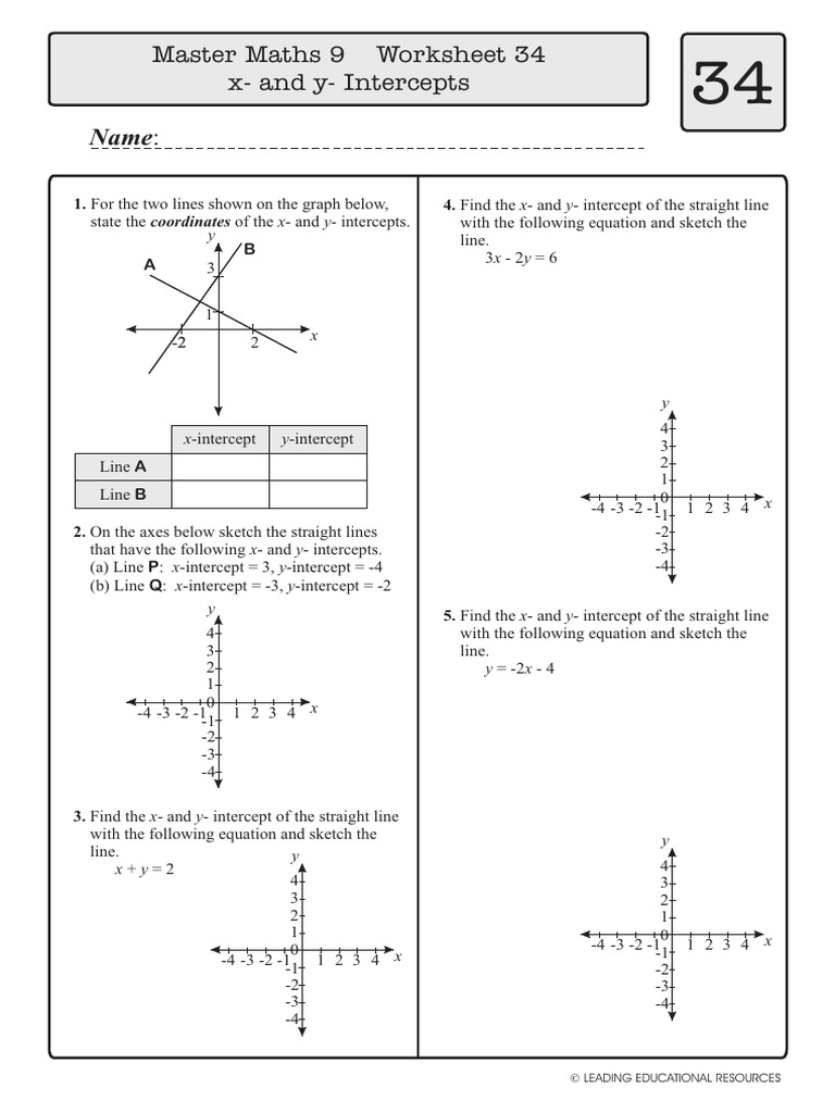 X - and Y - Intercepts | PDF | Line (Geometry) | Geometry