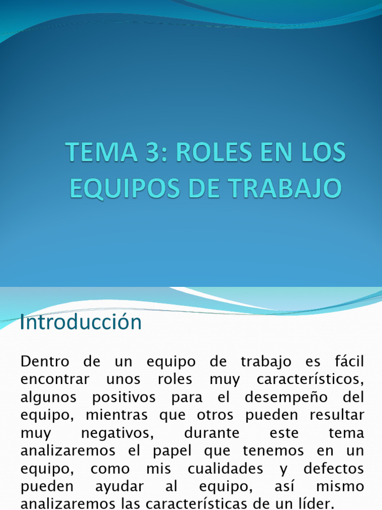 Roles y Personalidad en Equipos de Trabajo | PDF | Comportamiento ...