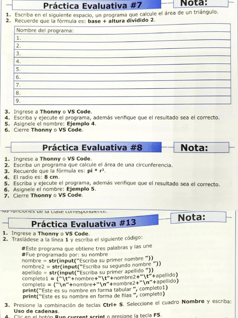 Programas Práctica 1 Python | PDF | Programación de computadoras | Informática