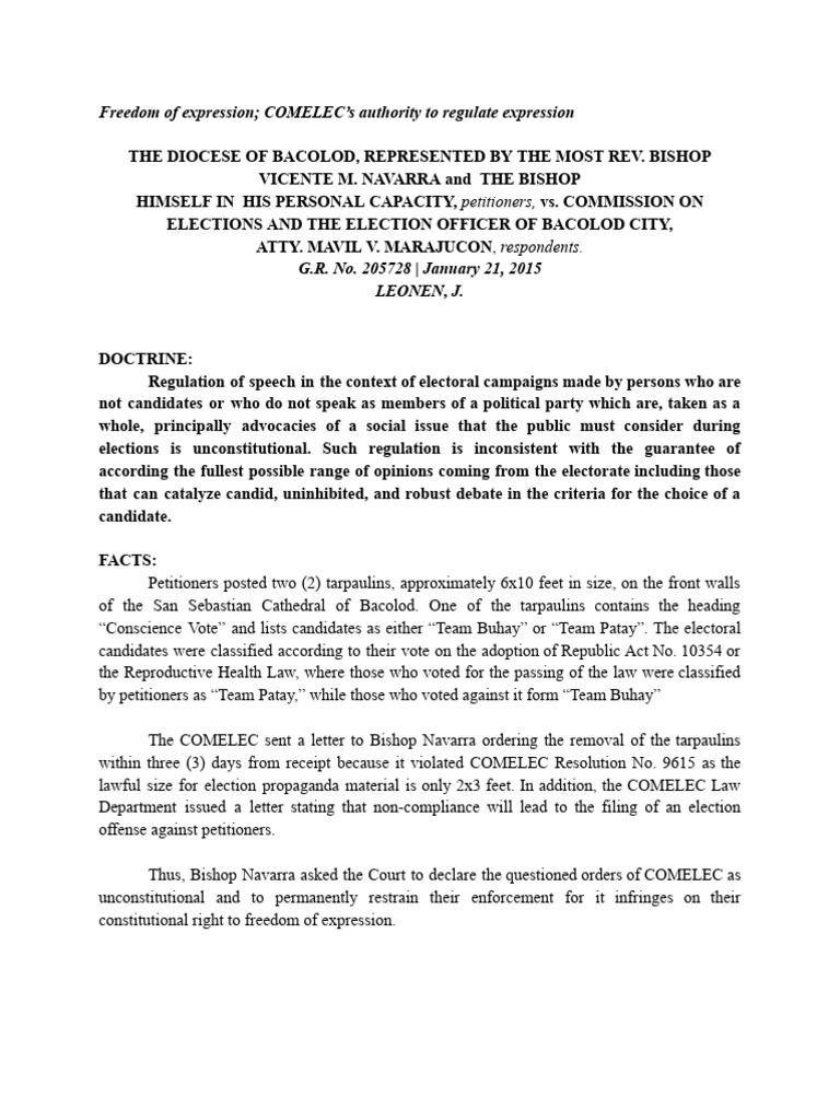 Freedom of Expression vs. COMELEC | PDF | Elections | Propaganda