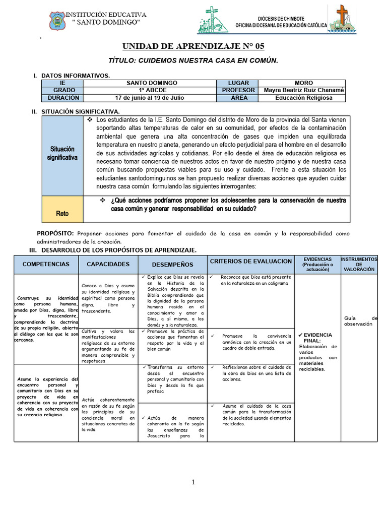 Unidad de Aprendizaje #5 | PDF | Maestros | Fe