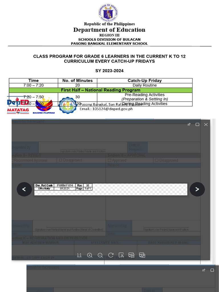 PBES CLASS PROGRAMschedule Catch Up | PDF | Behavior Modification | Learning