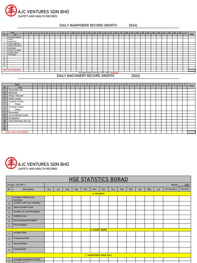 Daily Manpower Record | PDF | Occupational Safety And Health | Safety