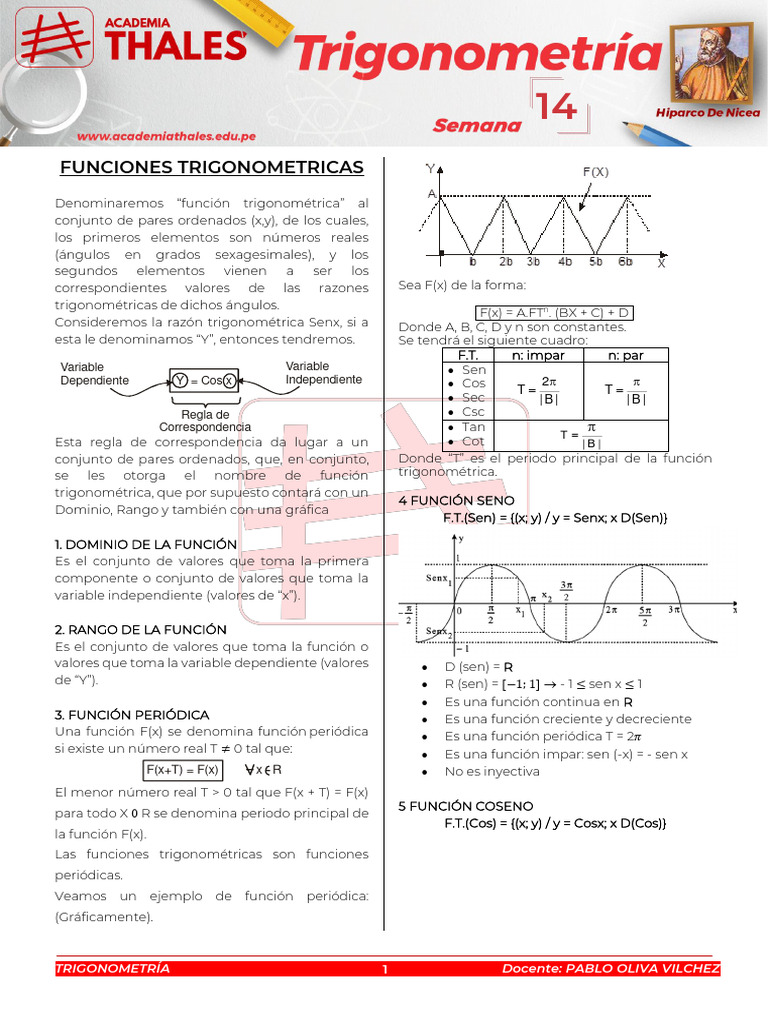 s14 - Funciones Trigonométricas Lop | PDF | Función (Matemáticas) | Variable (Matemáticas)