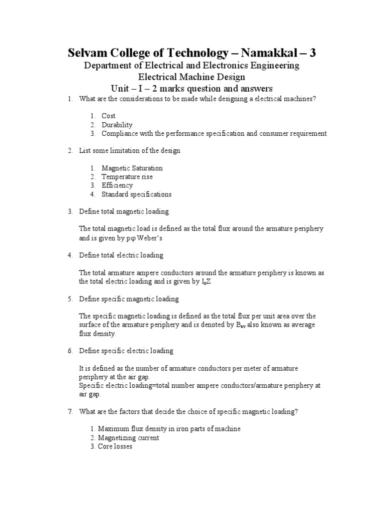 Electrical Machine Design Overview | PDF | Transformer | Inductor
