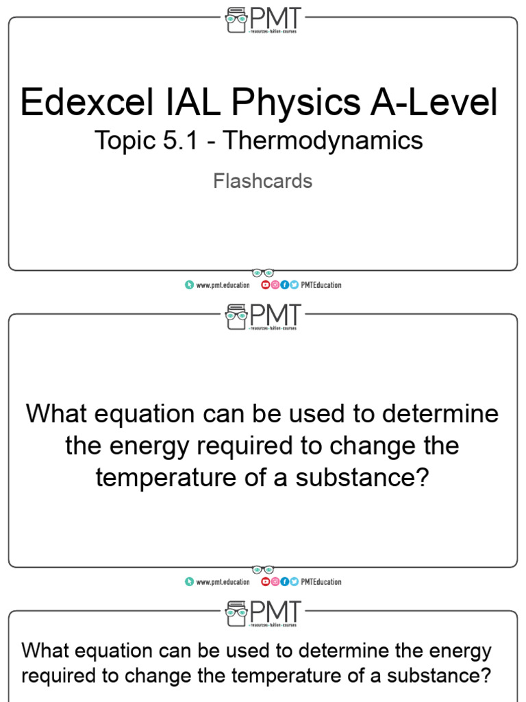 A-Level Thermodynamics Flashcards | PDF | Gases | Temperature