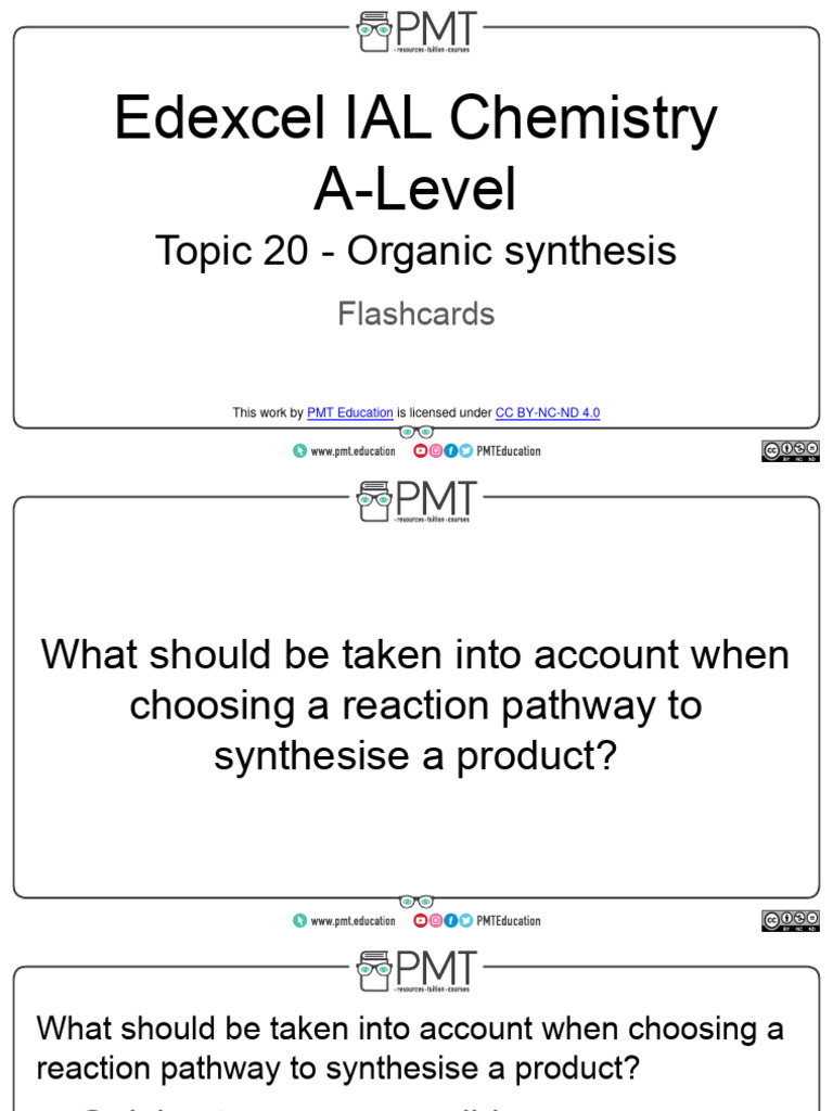 Flashcards - Topic 20 Organic Synthesis - Edexcel IAL Chemistry A-Level | PDF | Solubility ...