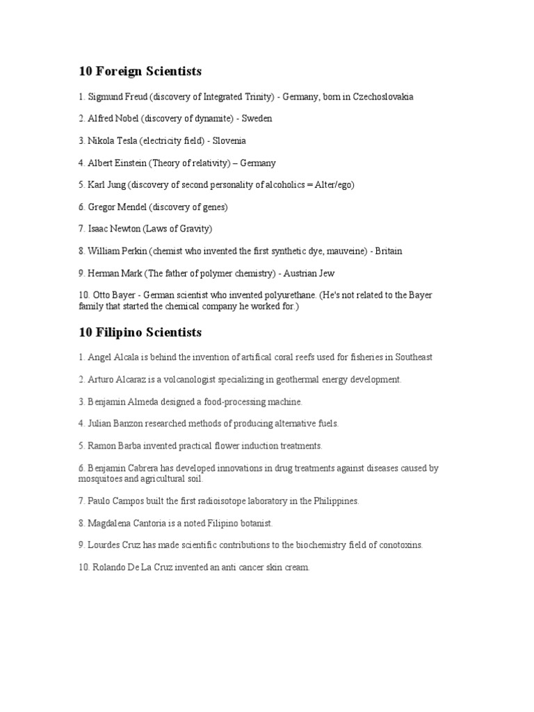 10 Foreign Scientists